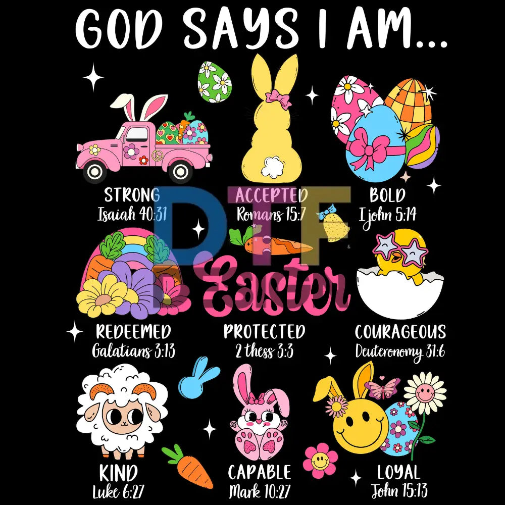 Retro Easter Christian Easter God Says I Am– DTF Design